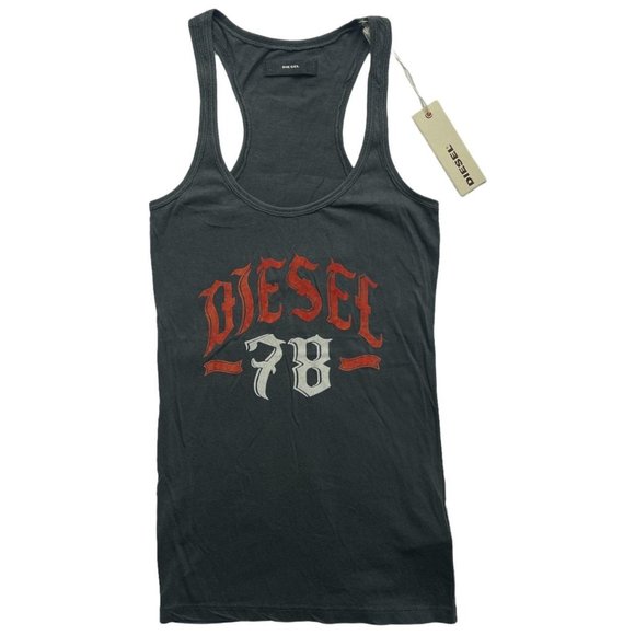 Diesel | Tops | Nwt Diesel Dark Gray Tank Top With Velvet Old English ...